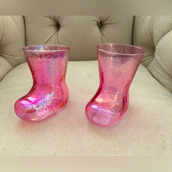 Accents | 2 Pink Iridescent Glass Boots | Poshmark